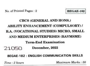 BEGAE 182 Solved question paper December 2022 - IGNOU TUTOR